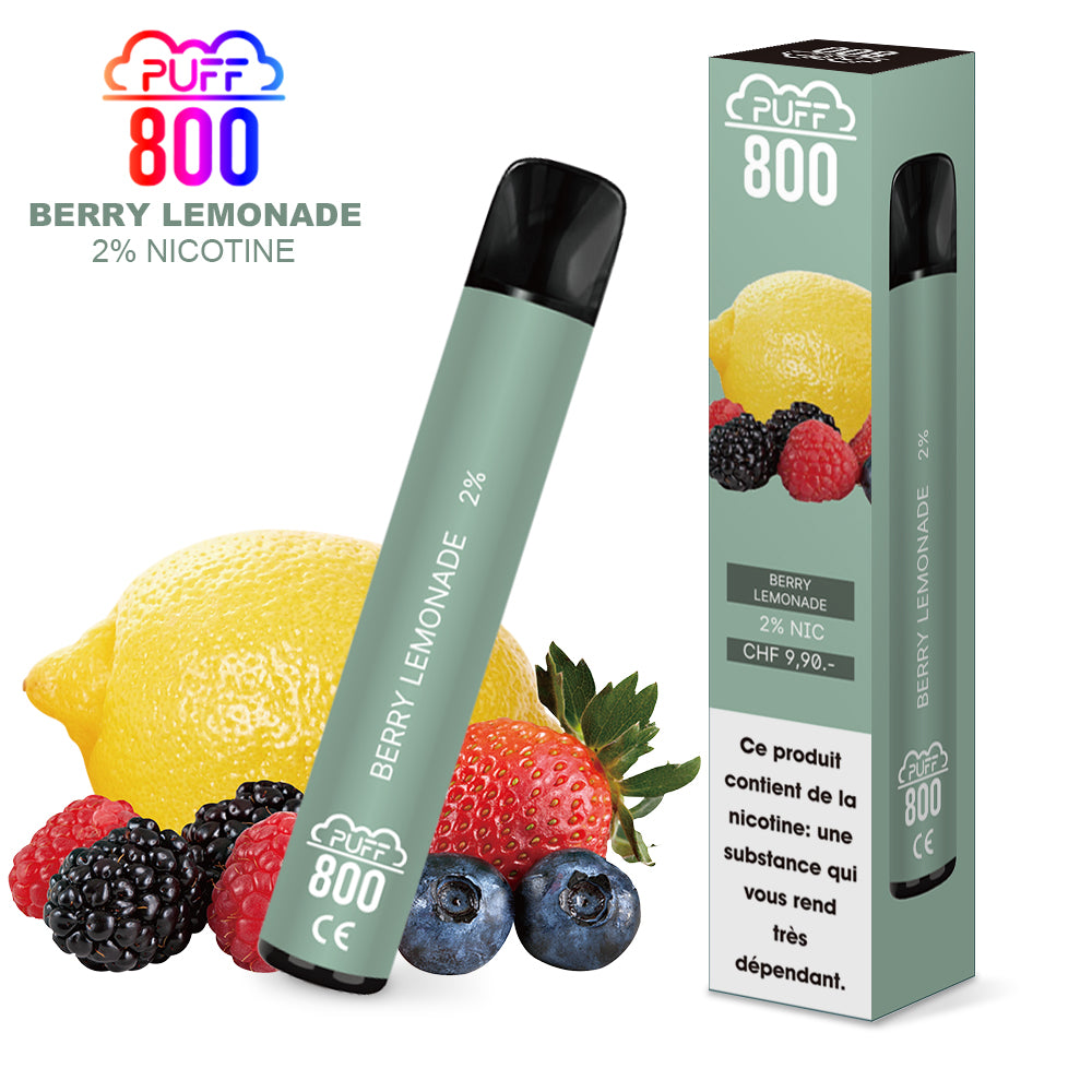 Vape jetable avec nicotine - Puff 800 - Berry Lemonade